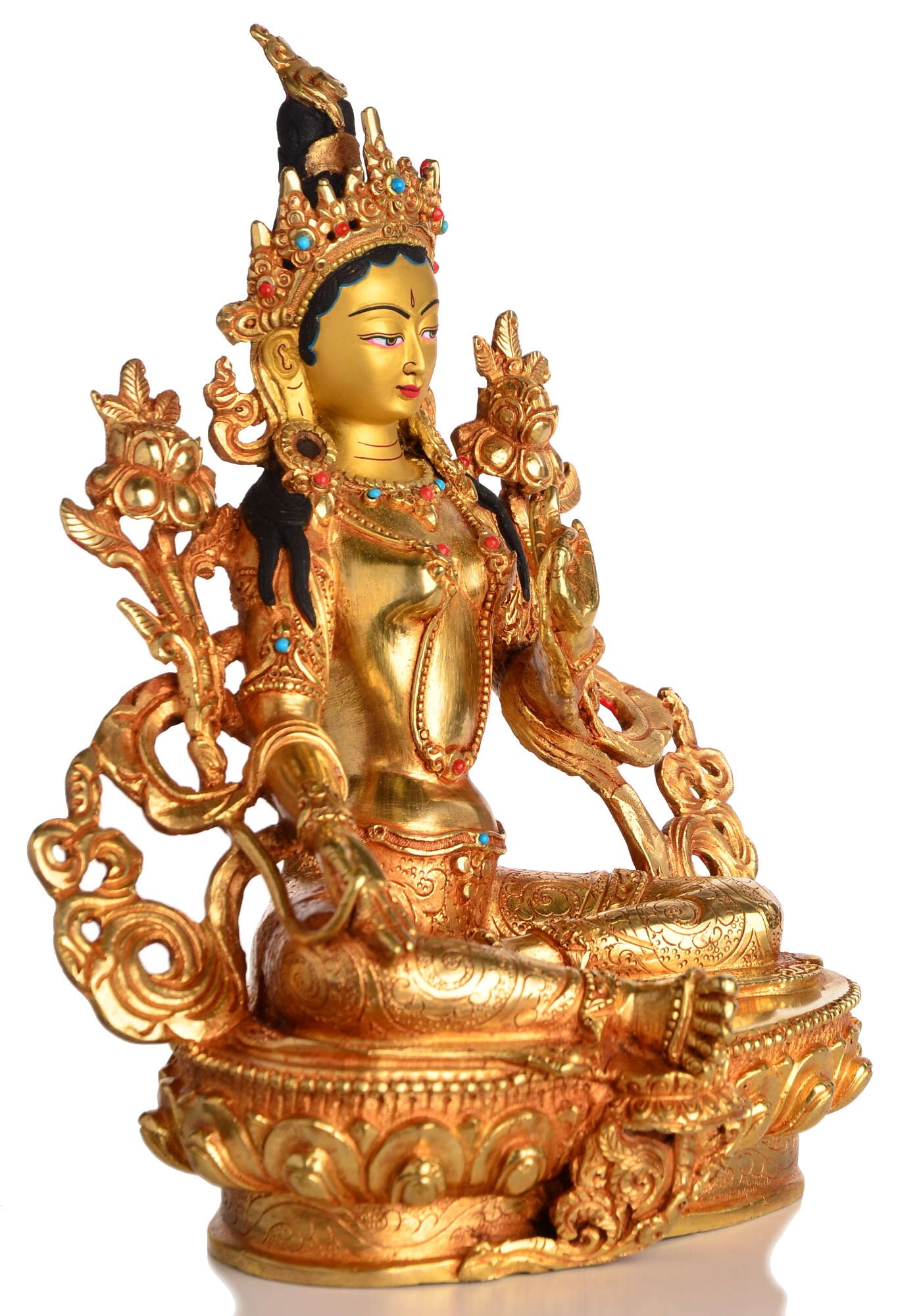 Grüne Tara Statue vollfeuervergoldet 21,5 cm Premiumqualität Nepal kaufen