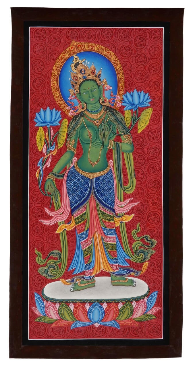Thangka Grüne Tara 78 x 38 cm online kaufen I Buddhafiguren.de
