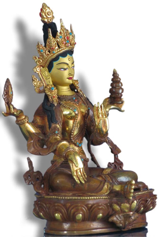 Lakshmi - Laxmi 21,5 cm teilfeuervergoldet