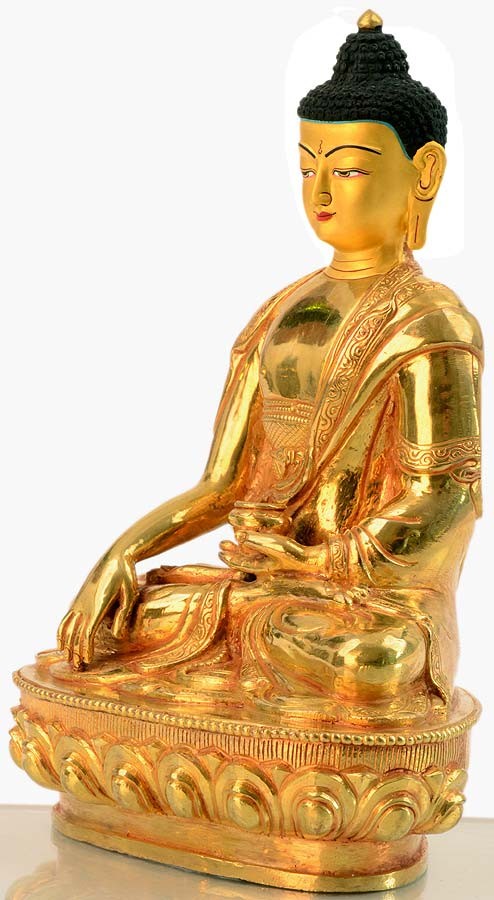 Akshobhya / Shakyamuni 20 cm vollfeuervergoldet Buddhastatue