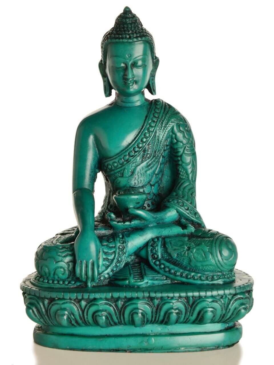 Akshobhya 13,5 cm Buddha Statue Resin türkis